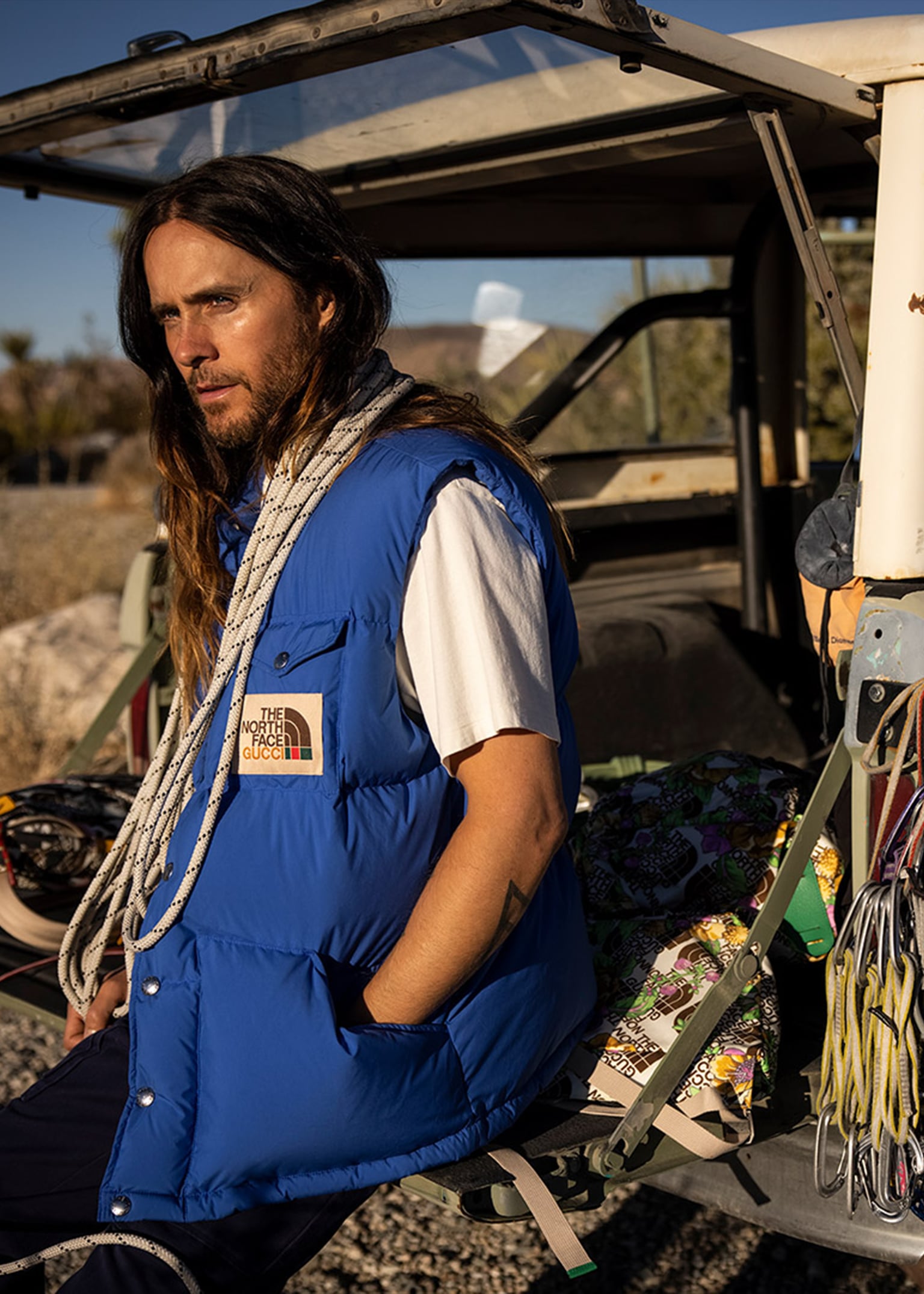 Jared Leto wears the #TheNorthFacexGucci collection photographed by ...