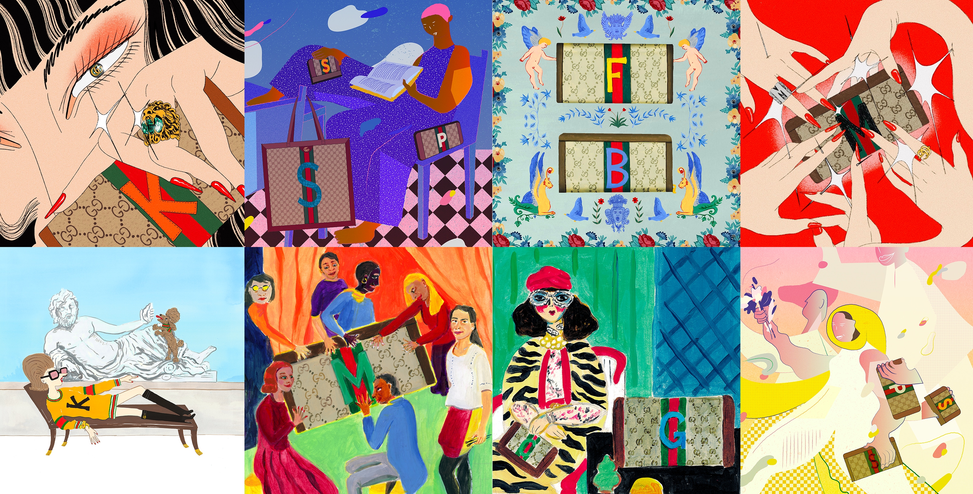 Six artists capture the new Gucci DIY customizable pieces in original ...