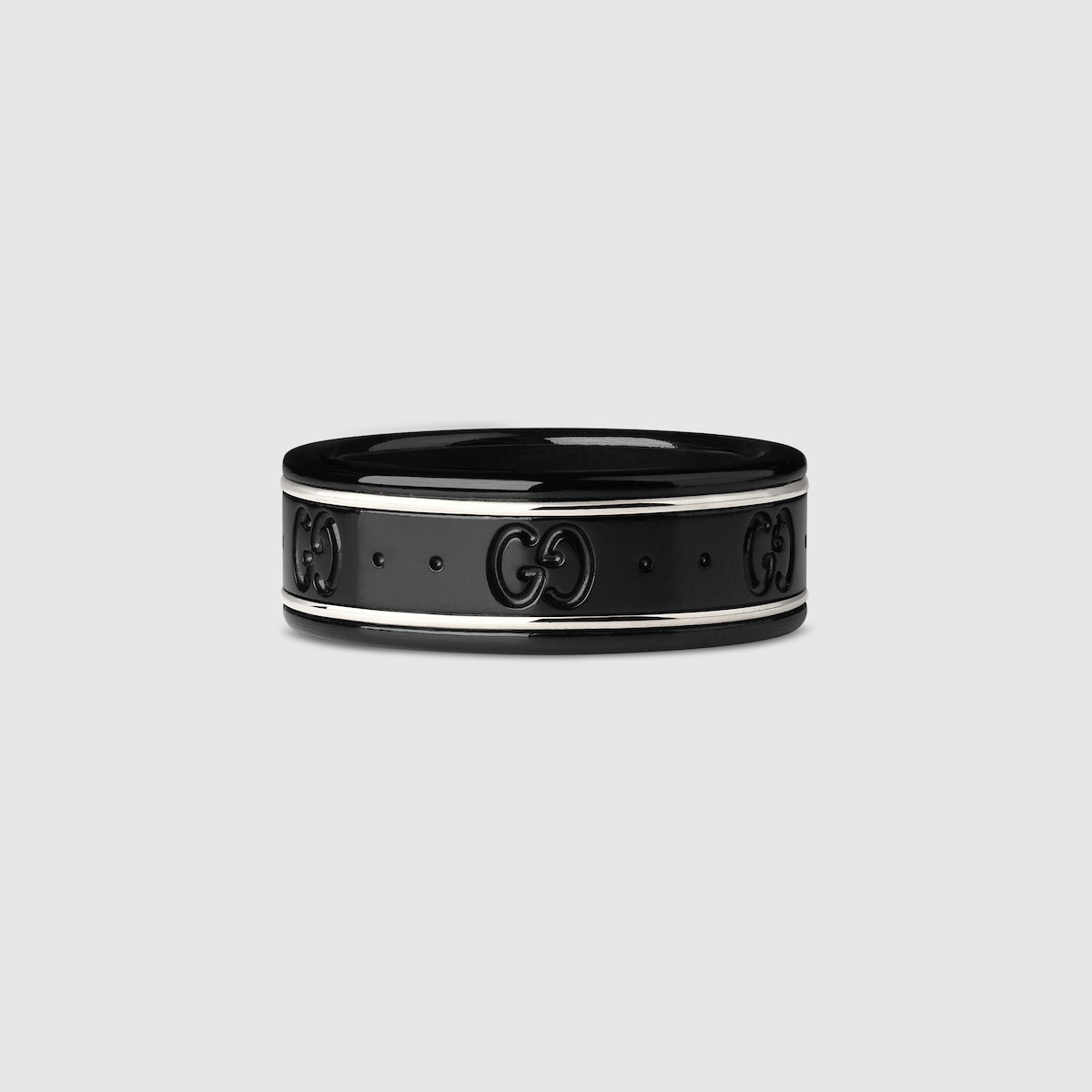 18k White Gold And Black Icon Thin Band | GUCCI® UK
