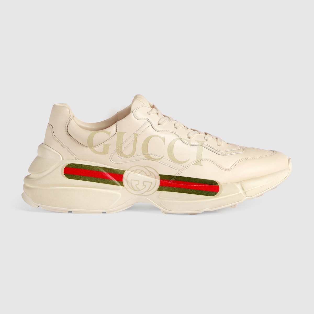 Men's Ivory Leather Rhyton Vintage Gucci Logo Sneaker | GUCCI® AU