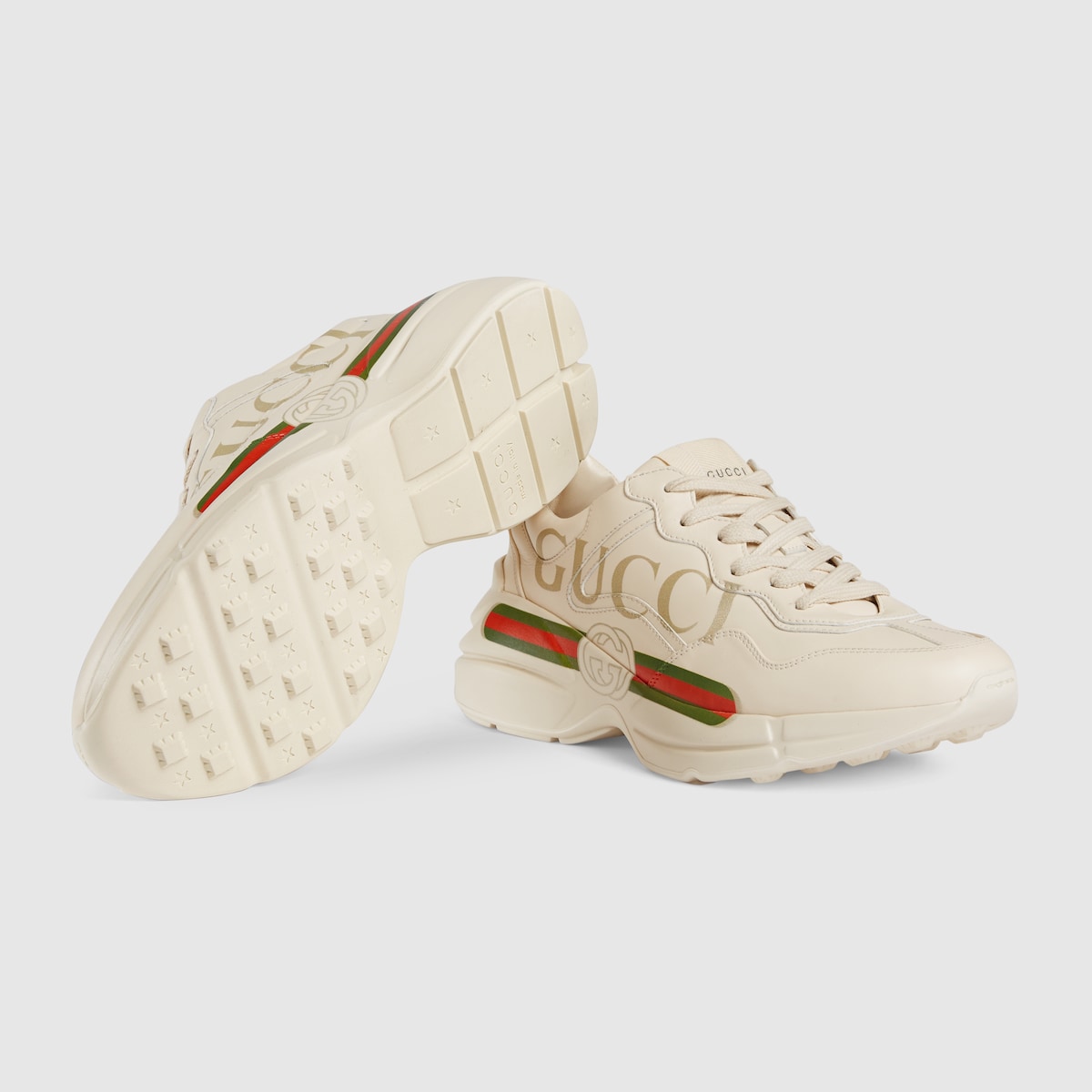 Women's Ivory Leather Rhyton Vintage Gucci Logo Sneaker | GUCCI® SA