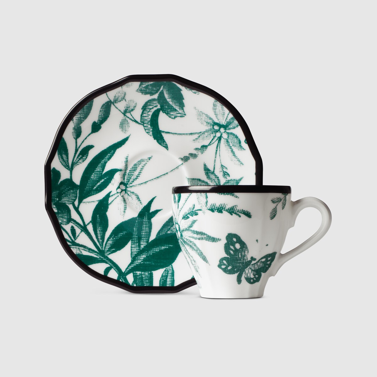 Green Herbarium Coffee Cup And Saucer, Double Set | GUCCI® US