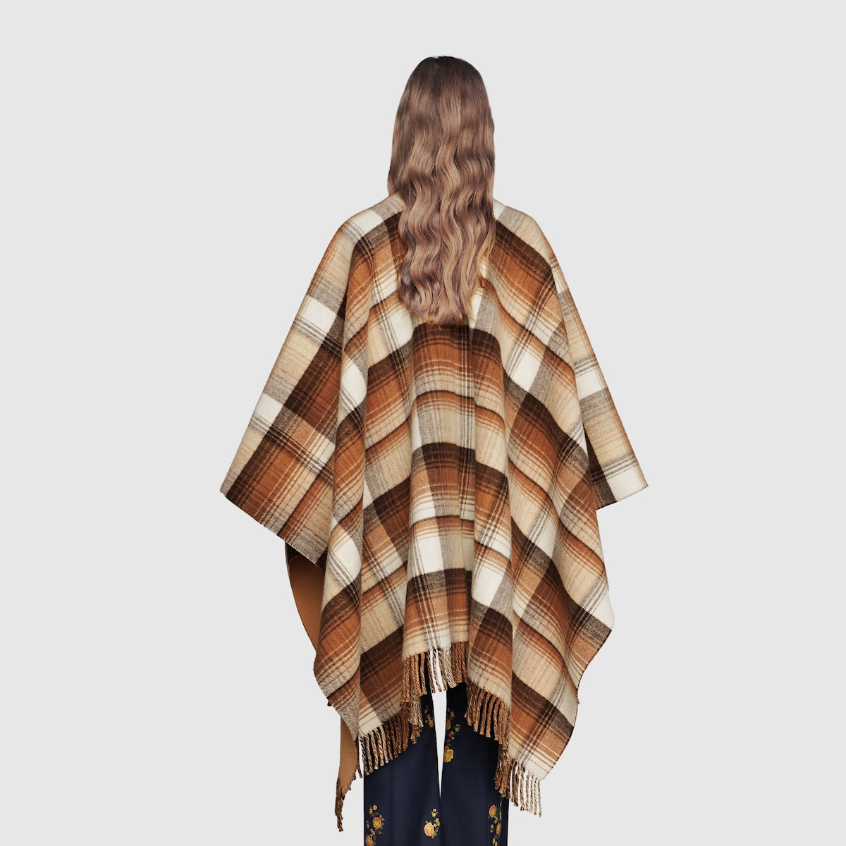 Brown GG Wool Reversible Poncho | GUCCI® MX