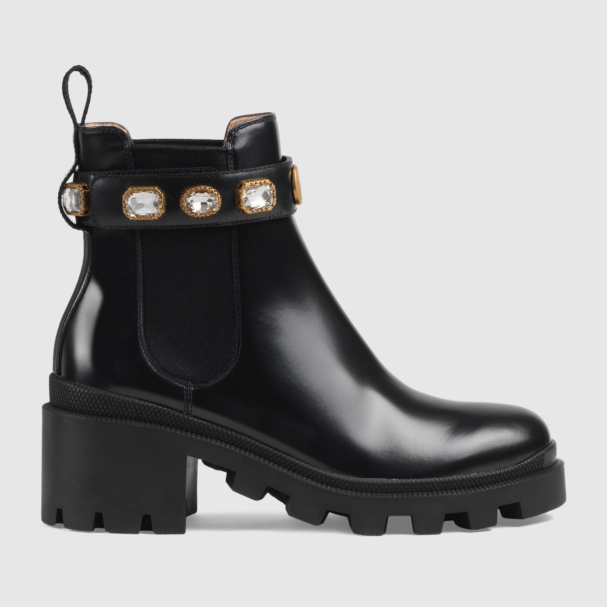 Black Leather Ankle Boot With Belt | GUCCI® Australia