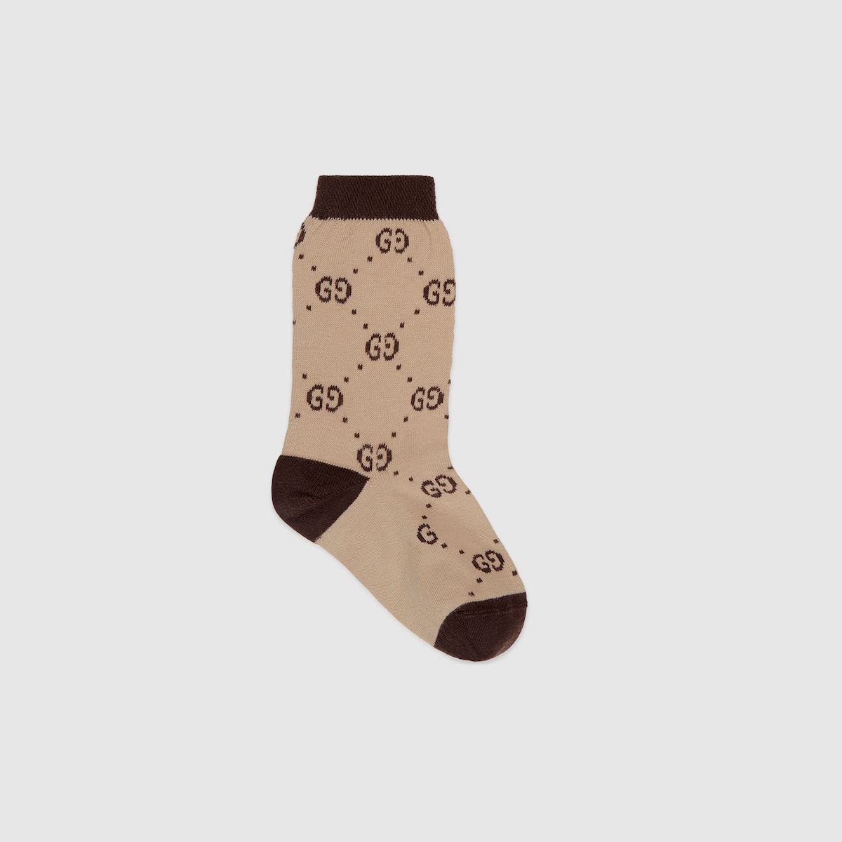 ถุงเท้า Children's cotton GG socks inผ้าคอตตอนสีเบจ/สีน้ำตาล | GUCCI® TH