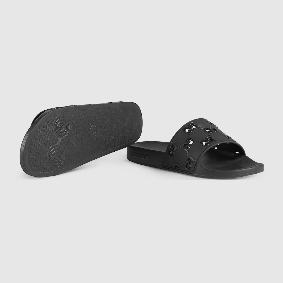 Black Rubber Men's GG Slide Sandal | GUCCI® DK