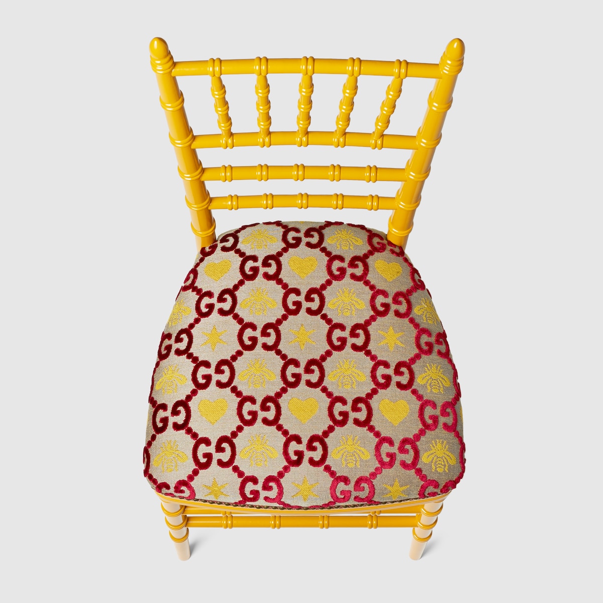 Yellow Wood Chiavari Chair With GG Jacquard | GUCCI® Australia