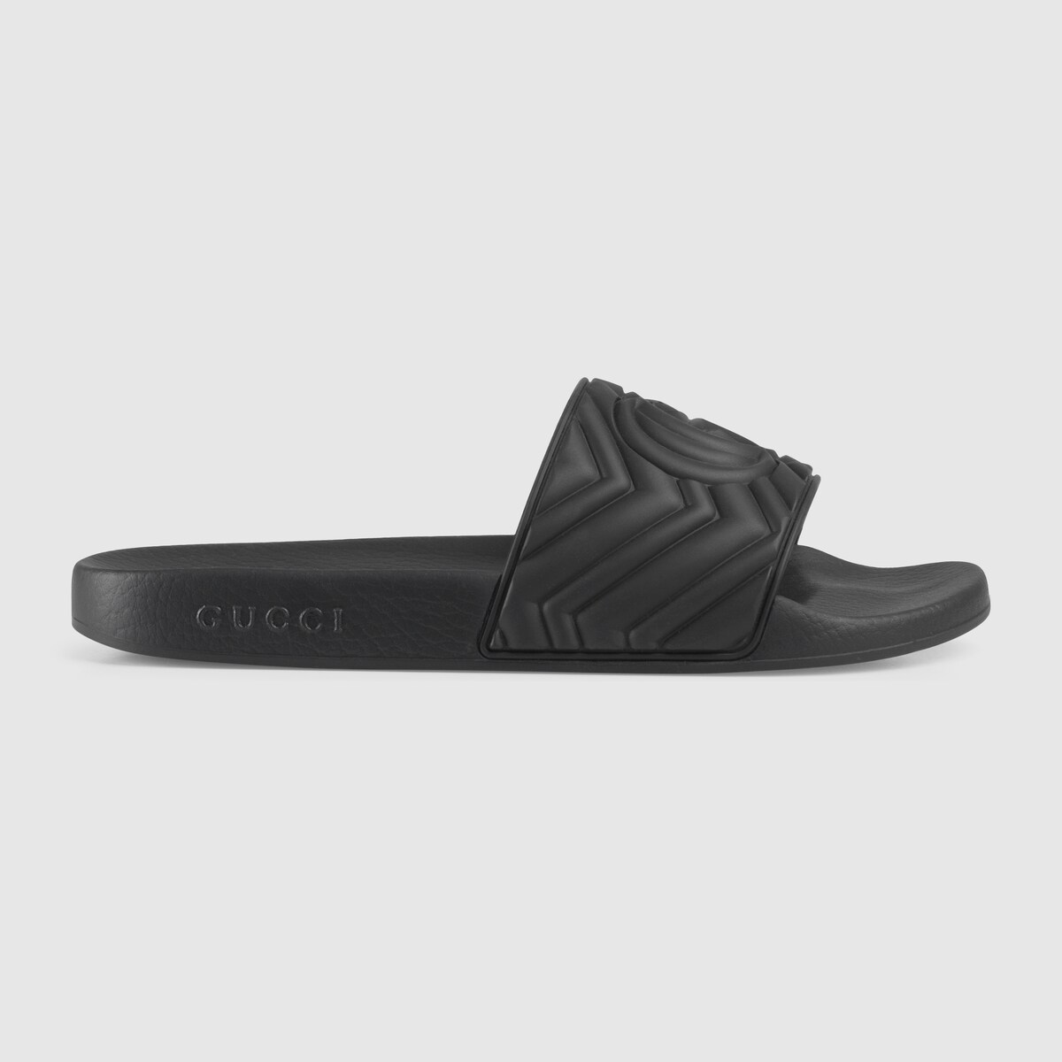 Sandale en caoutchouc matelassé pour homme en caoutchouc noir | GUCCI® FR
