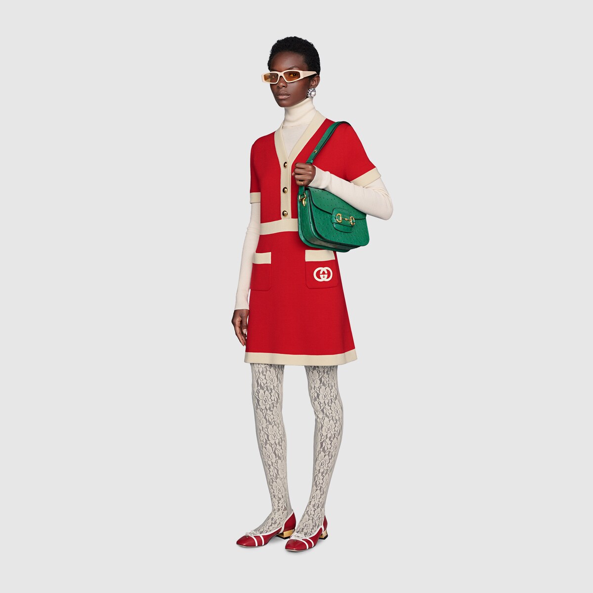 Robe en laine avec GG en laine rouge | GUCCI® FR