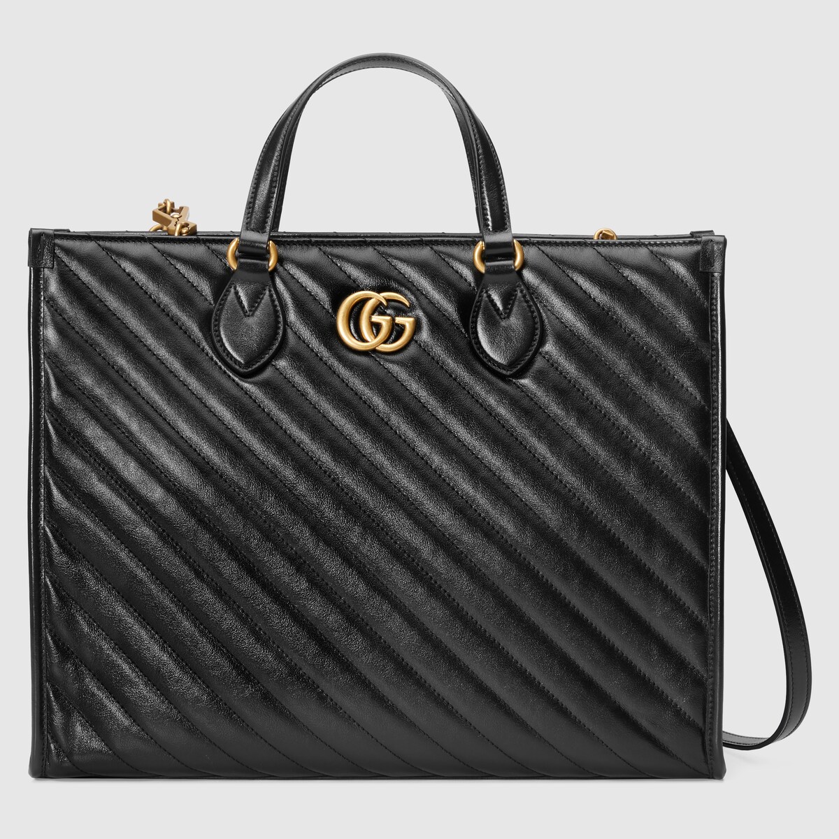 GG Marmont Medium Tote Bag In Black Matelassé Leather | GUCCI® DK