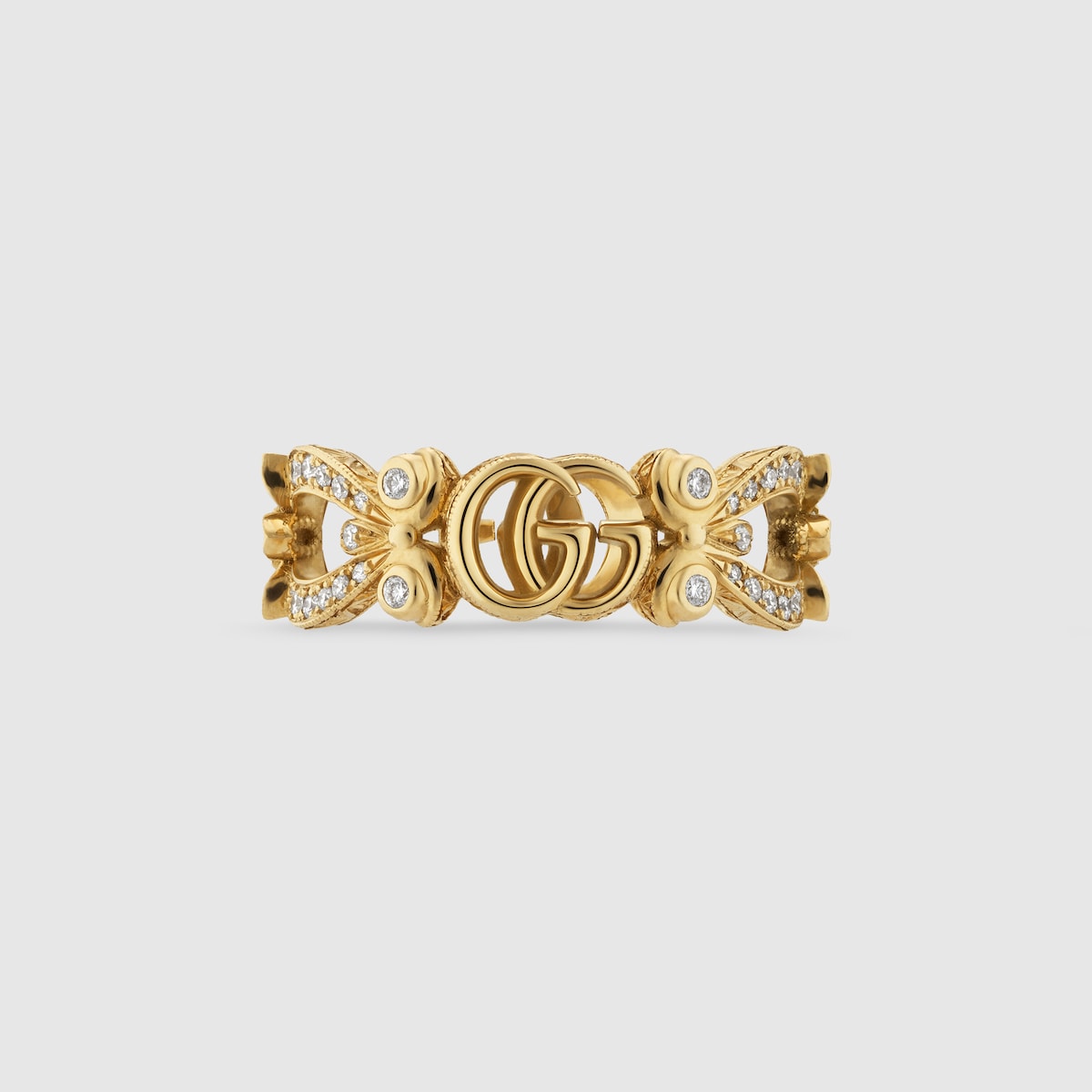 Anillo Gucci Flora 18 K con pavé de diamantes en oro amarillo | GUCCI® ES