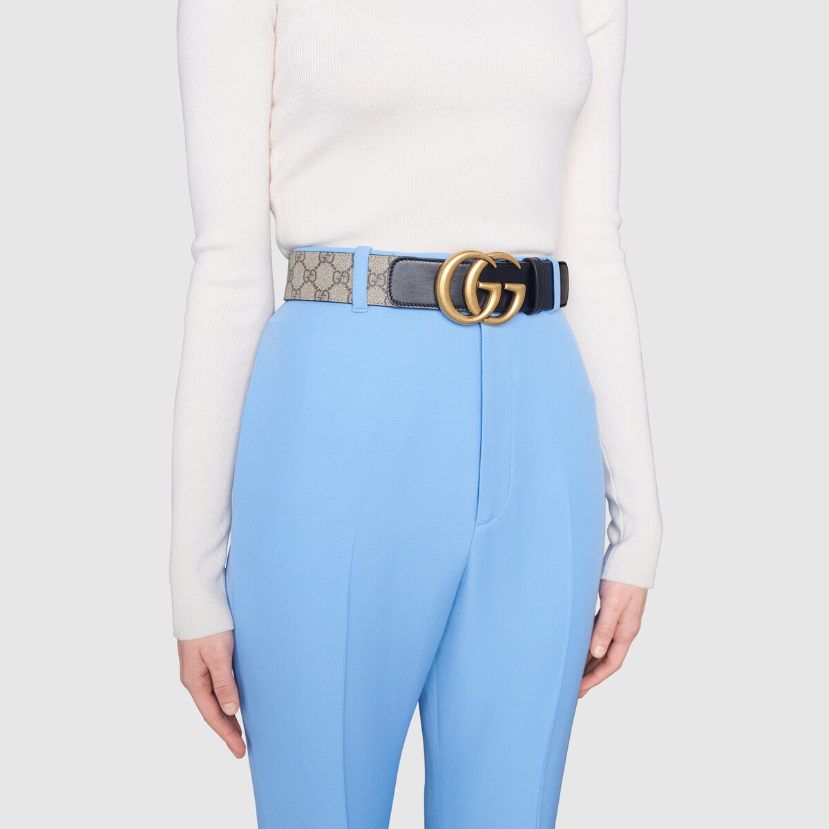 GG belt with Double G buckle in black leather | GUCCI® NO