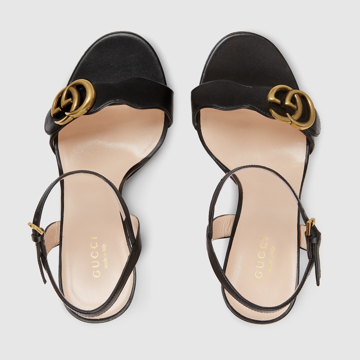 Black Leather Sandal With Double G | GUCCI® Canada