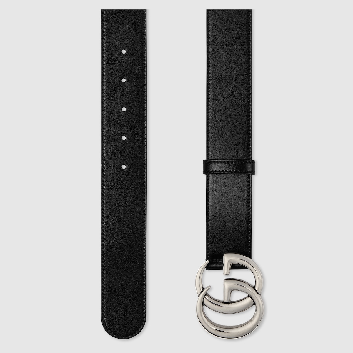Cinturón ancho GG Marmont en piel negra | GUCCI® MX