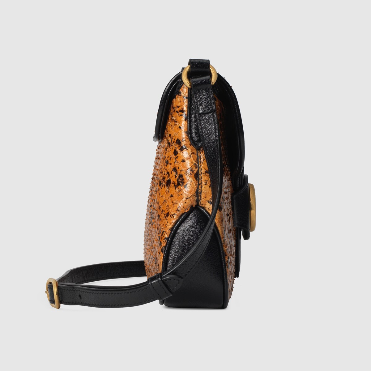 Small python messenger bag with Double G in burnt orange | GUCCI® Australia