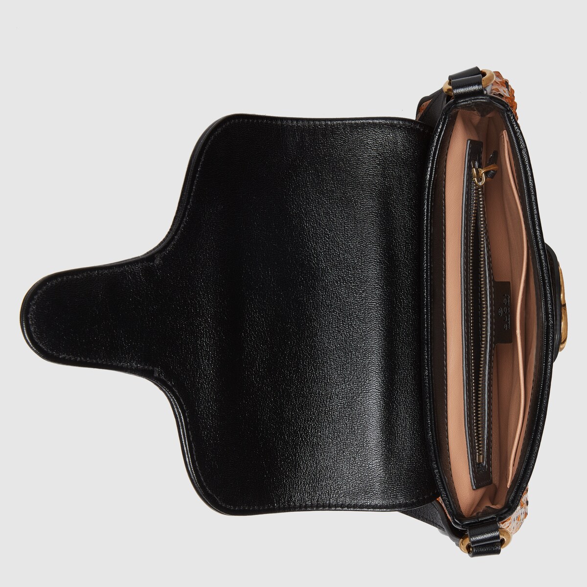 Small python messenger bag with Double G in burnt orange | GUCCI® Australia