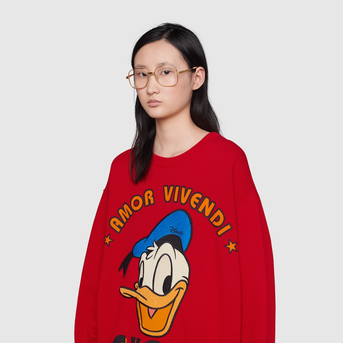 Disney x Gucci Donald Duck sweatshirt in red | GUCCI® RO