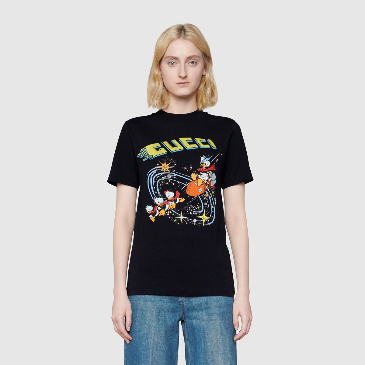 Disney x Gucci Donald Duck T-shirt in black | GUCCI® NO