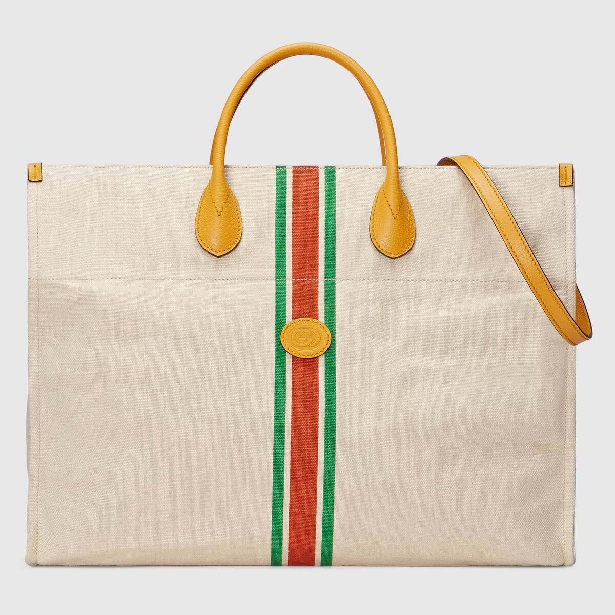 Foldable large tote bag in beige linen | GUCCI® Australia