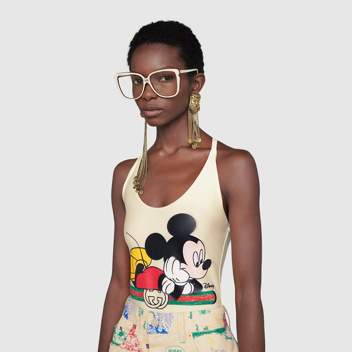 Disney x Gucci swimsuit in ivory jersey | GUCCI® PT