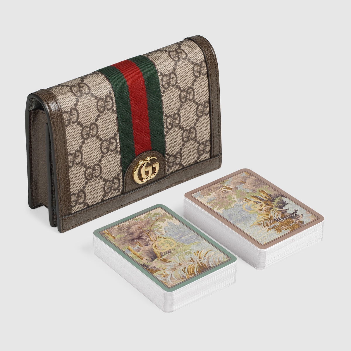 Double card set with Double G in beige and ebony GG Supreme | GUCCI® US