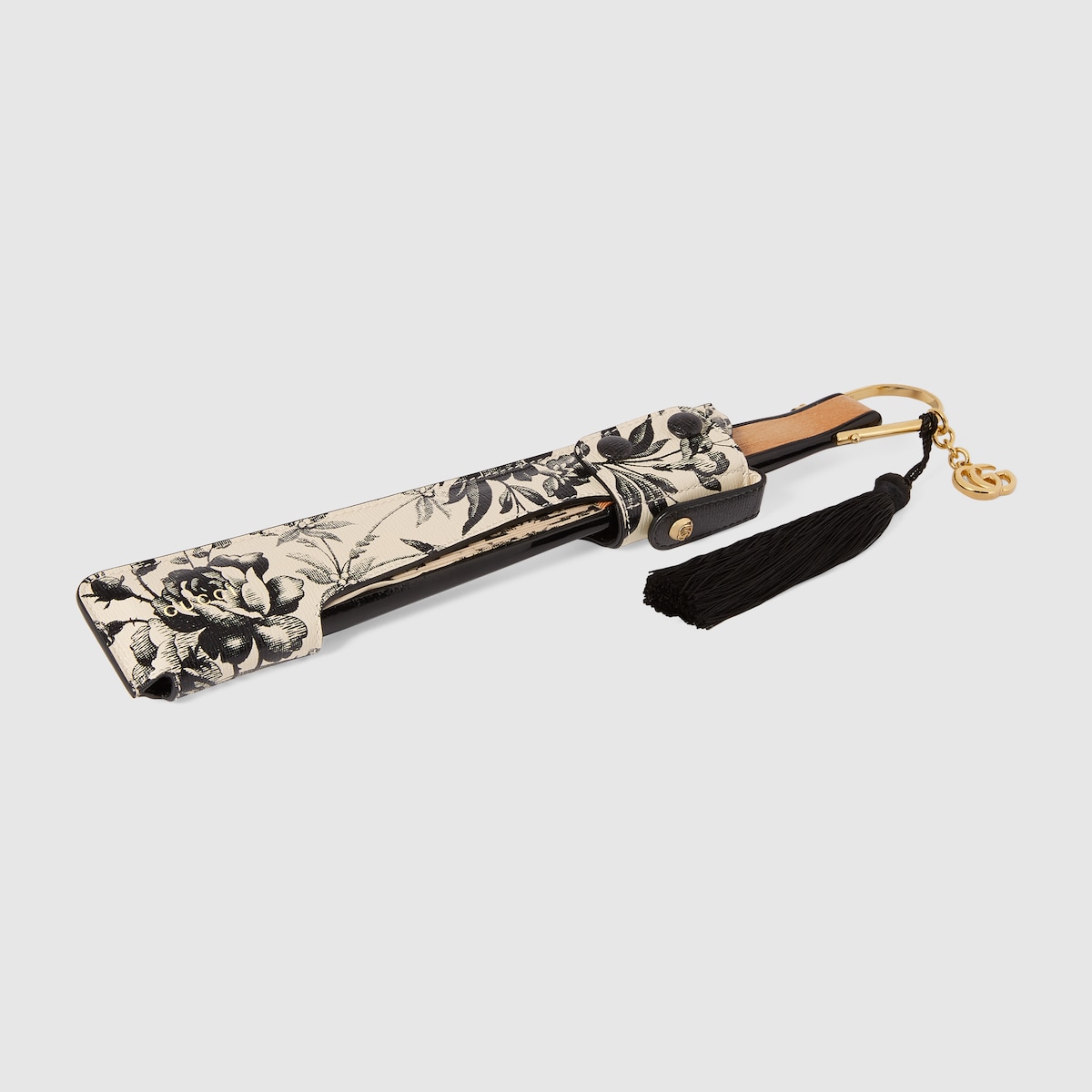 พัด Herbarium print fan inDemetra สีขาวงาช้างและสีดำ | GUCCI® TH