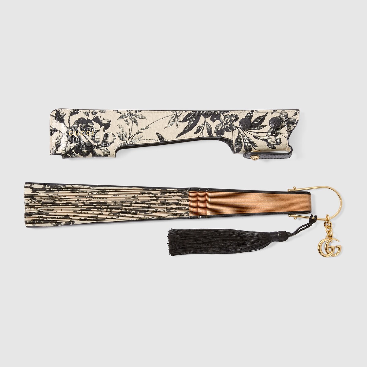 พัด Herbarium print fan inDemetra สีขาวงาช้างและสีดำ | GUCCI® TH