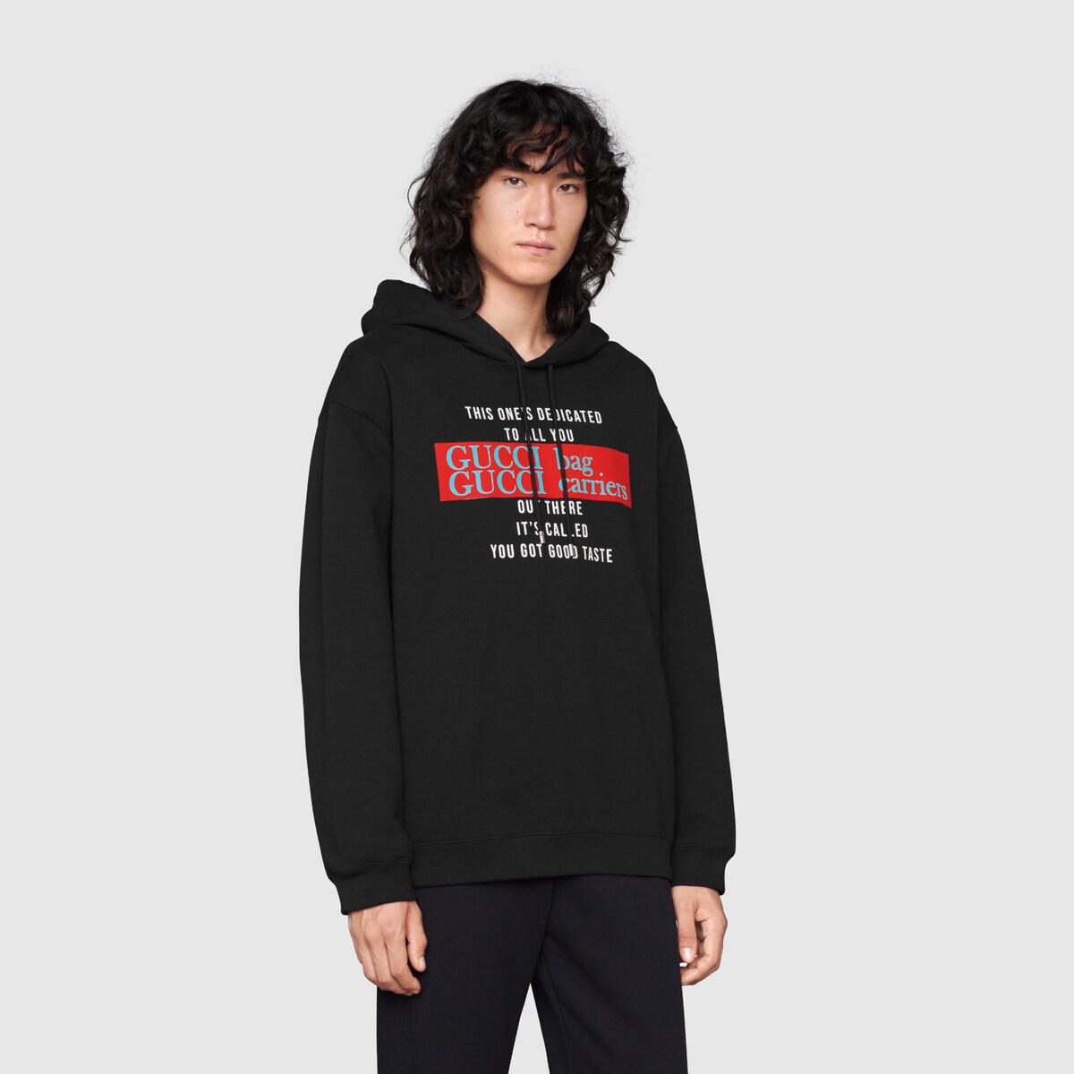 Sweatshirt with 'You Got Good Taste' print in black | GUCCI® UK
