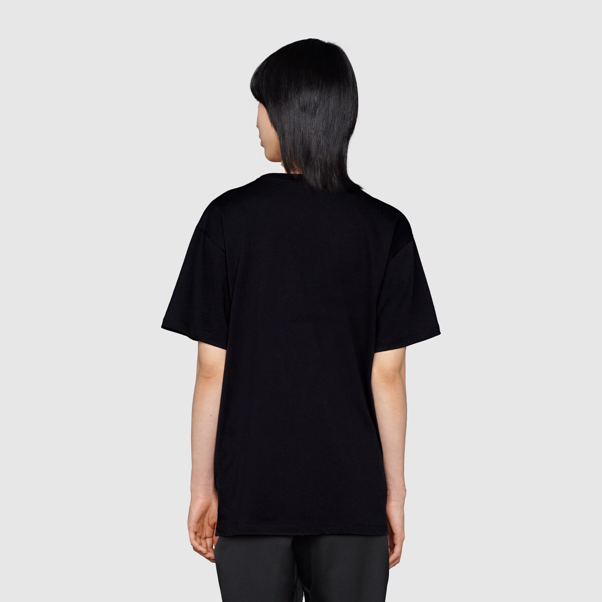 Crystal 'Lemon Gucci' cotton T-shirt in black | GUCCI® Canada