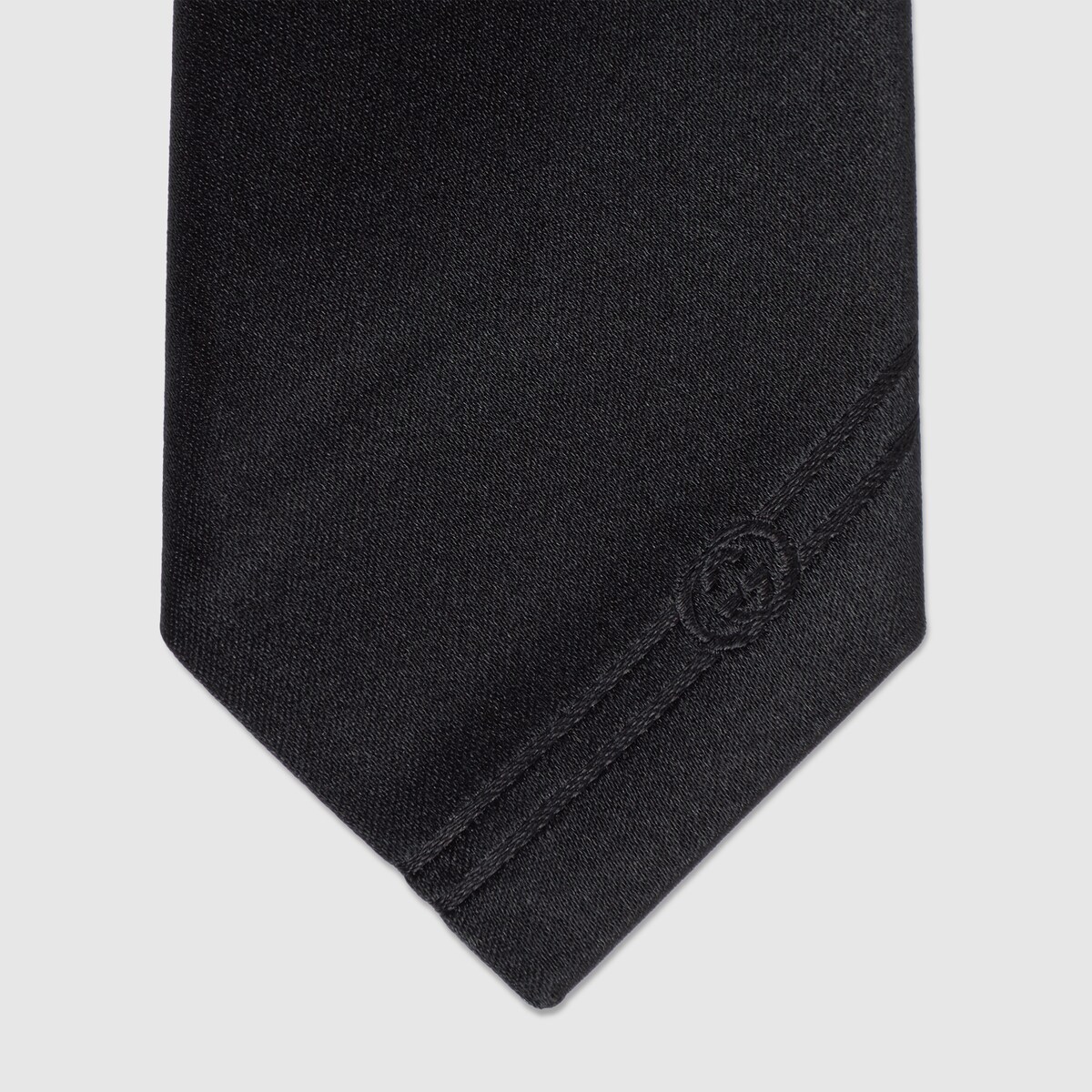 Silk tie with Interlocking G in black | GUCCI® NZ