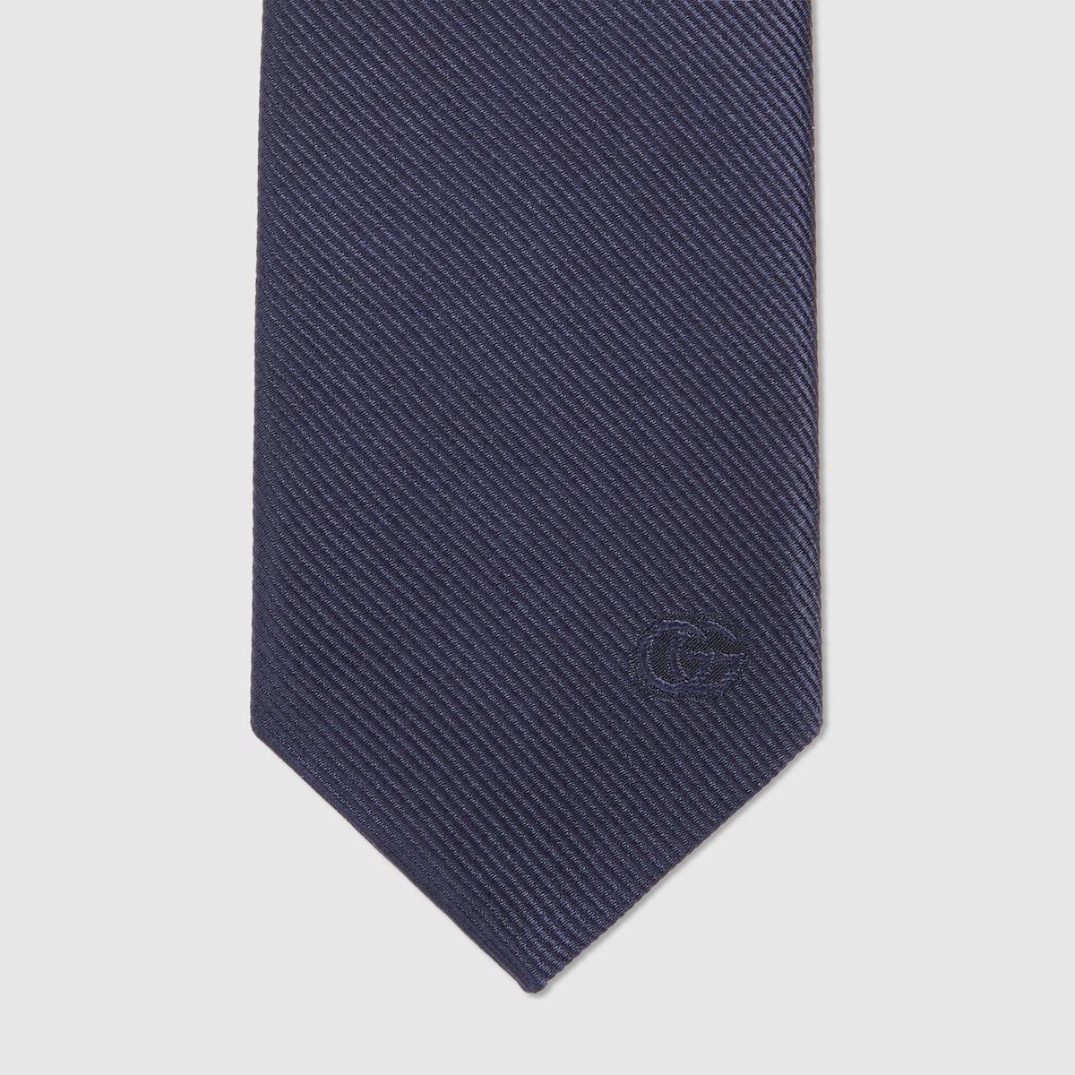 Silk tie with Double G detail in dark blue | GUCCI® US