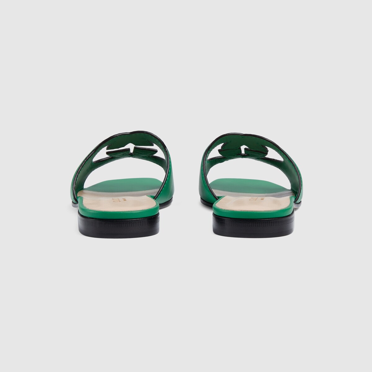 Women's slide sandal with Interlocking G in bright green leather ...