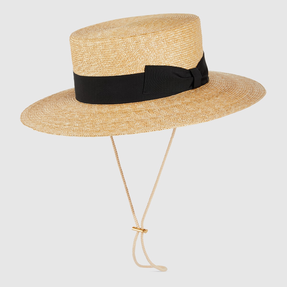 Straw hat with grosgrain detail in beige | GUCCI® AU