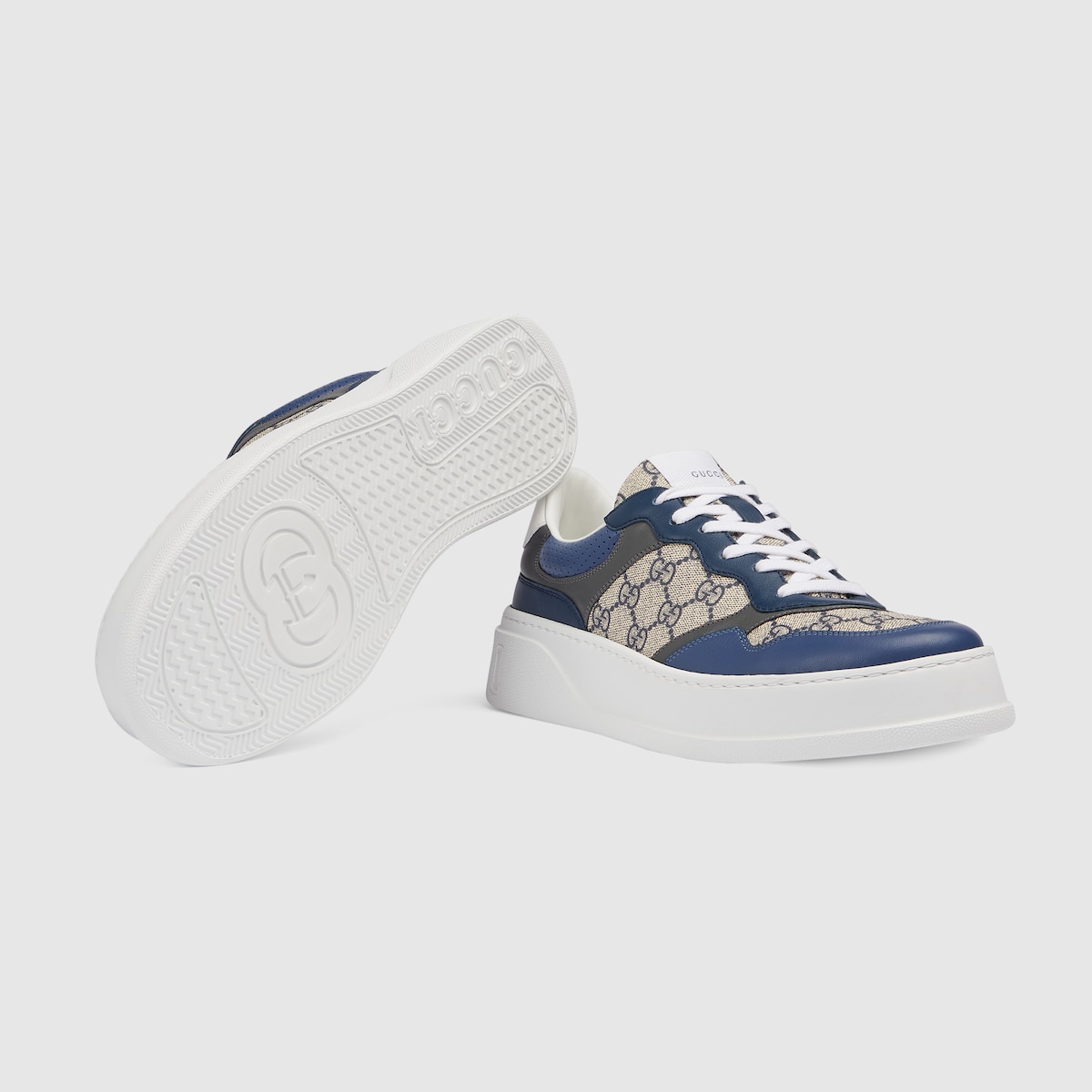 Men's chunky sneaker with GG in beige and blue Supreme | GUCCI® HU