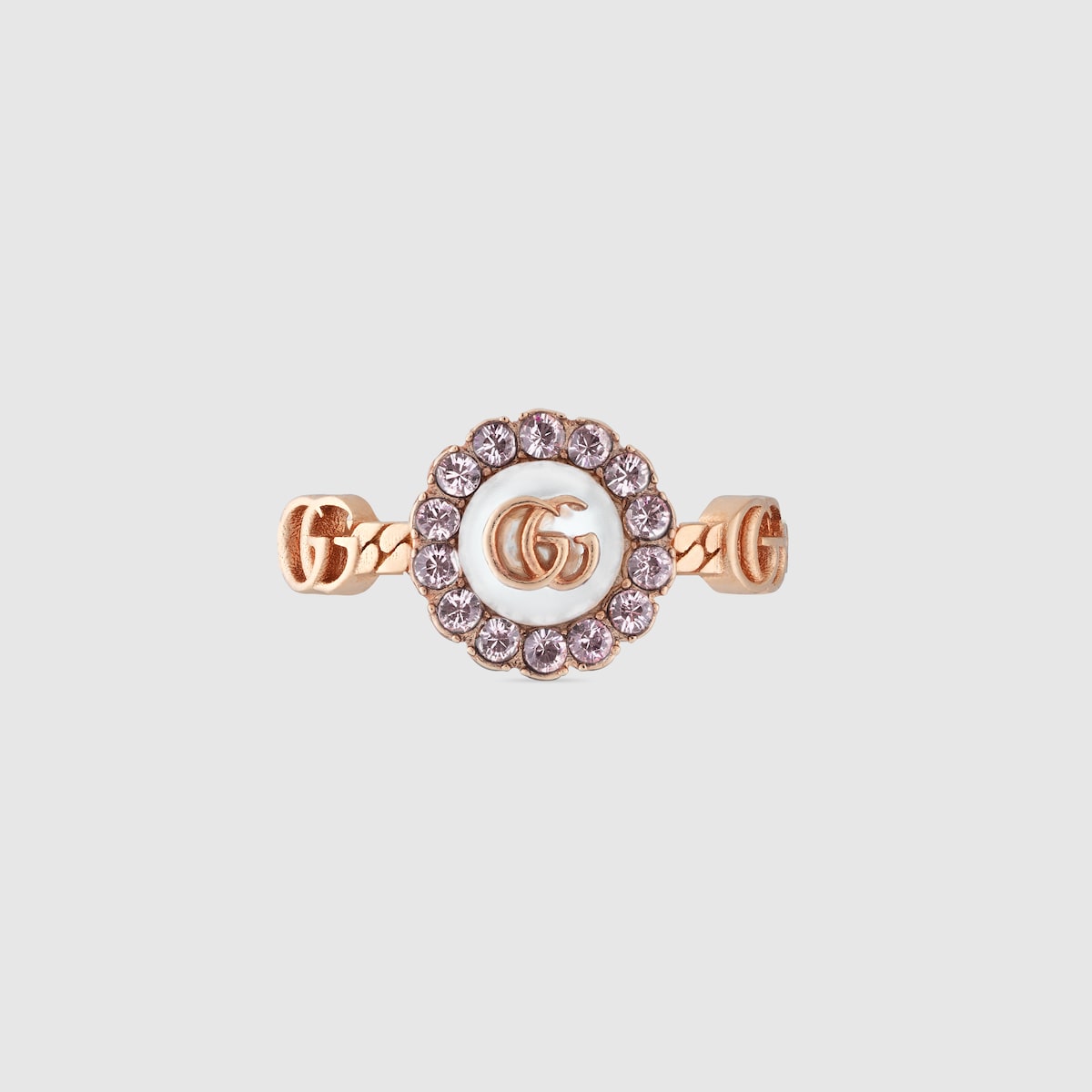 GG Marmont Double G flower ring in rose gold-toned metal | GUCCI® Australia