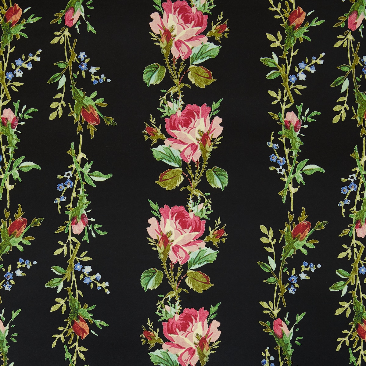 Roses print wallpaper in black and pink | GUCCI® AE