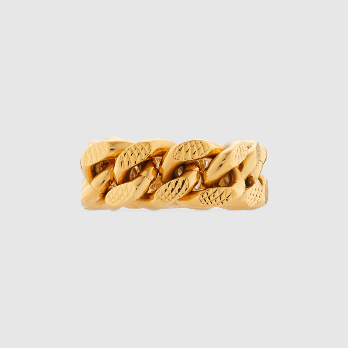 Gucci Interlocking gourmette chain ring in yellow gold-toned metal ...