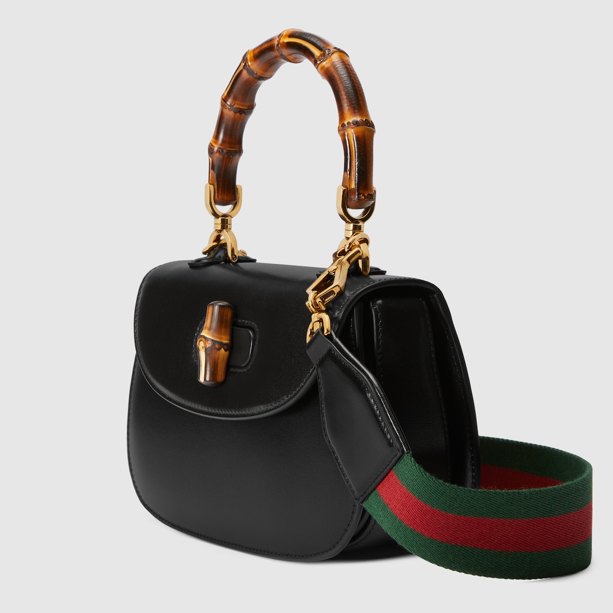 Bolso de mano pequeño Gucci Bamboo 1947 en piel negra | GUCCI® ES