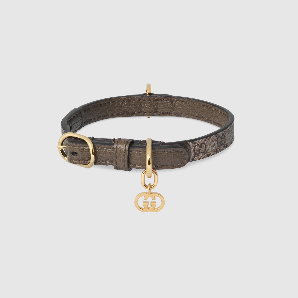 Extra-small pet collar in beige and ebony canvas | GUCCI® US