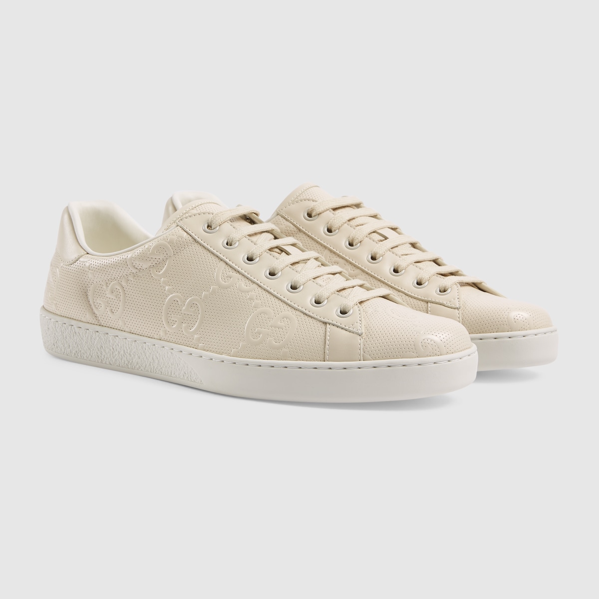 Men's Ace GG embossed sneaker in white leather | GUCCI® Australia