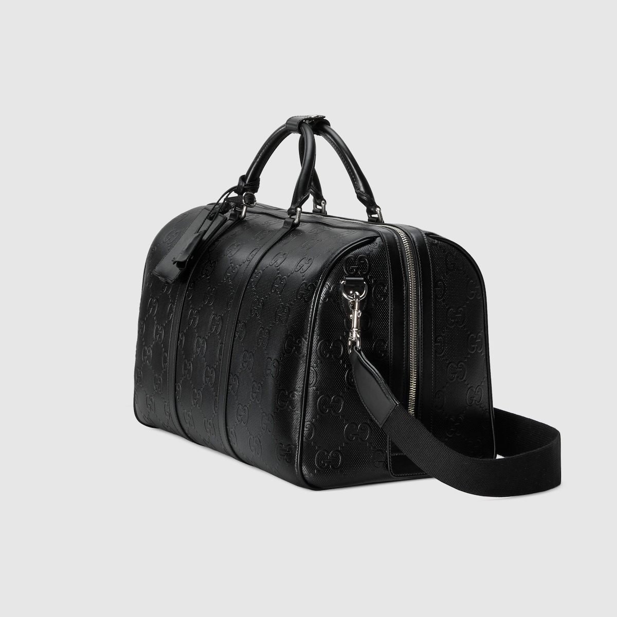 GG embossed duffle bag in black leather | GUCCI® Canada