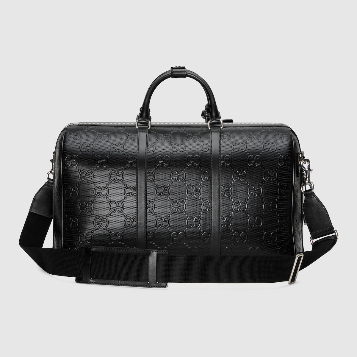 GG embossed duffle bag in black leather | GUCCI® Canada