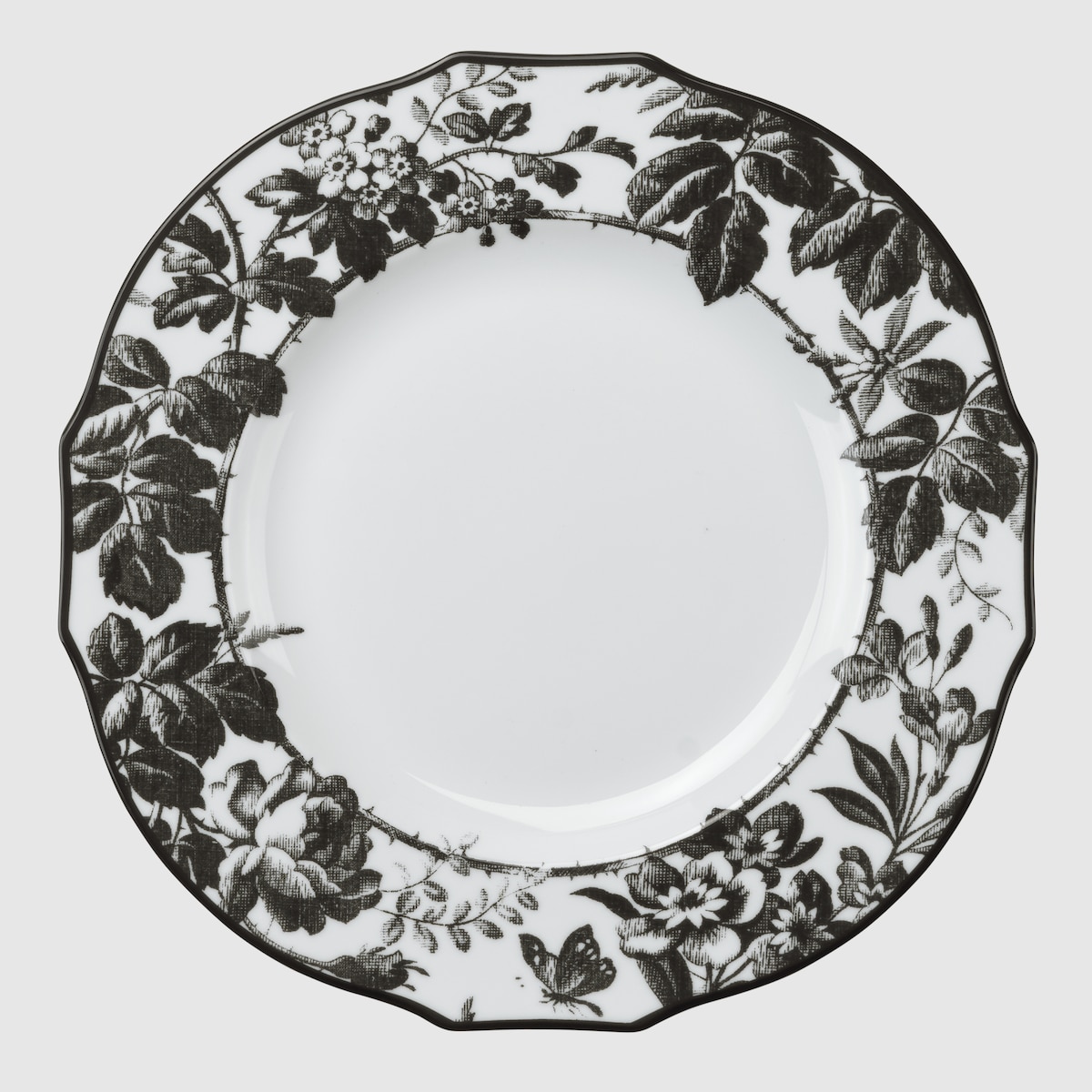 Herbarium dinner plate, set of two in black and white porcelain | GUCCI® US