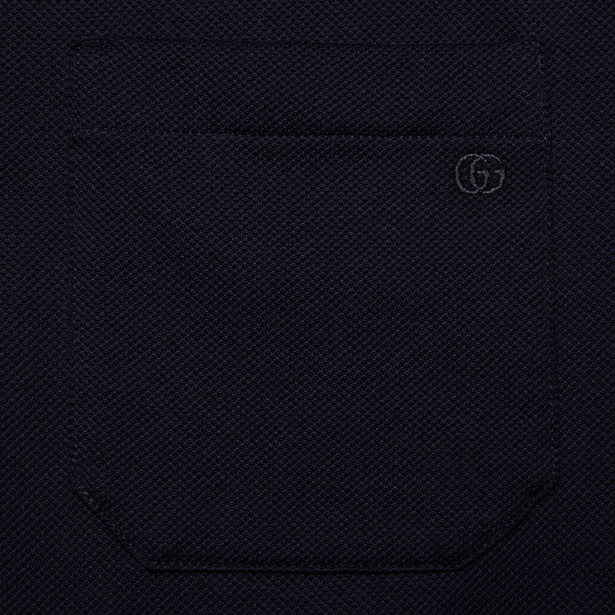 Cotton piquet polo with Web collar in navy | GUCCI® CA