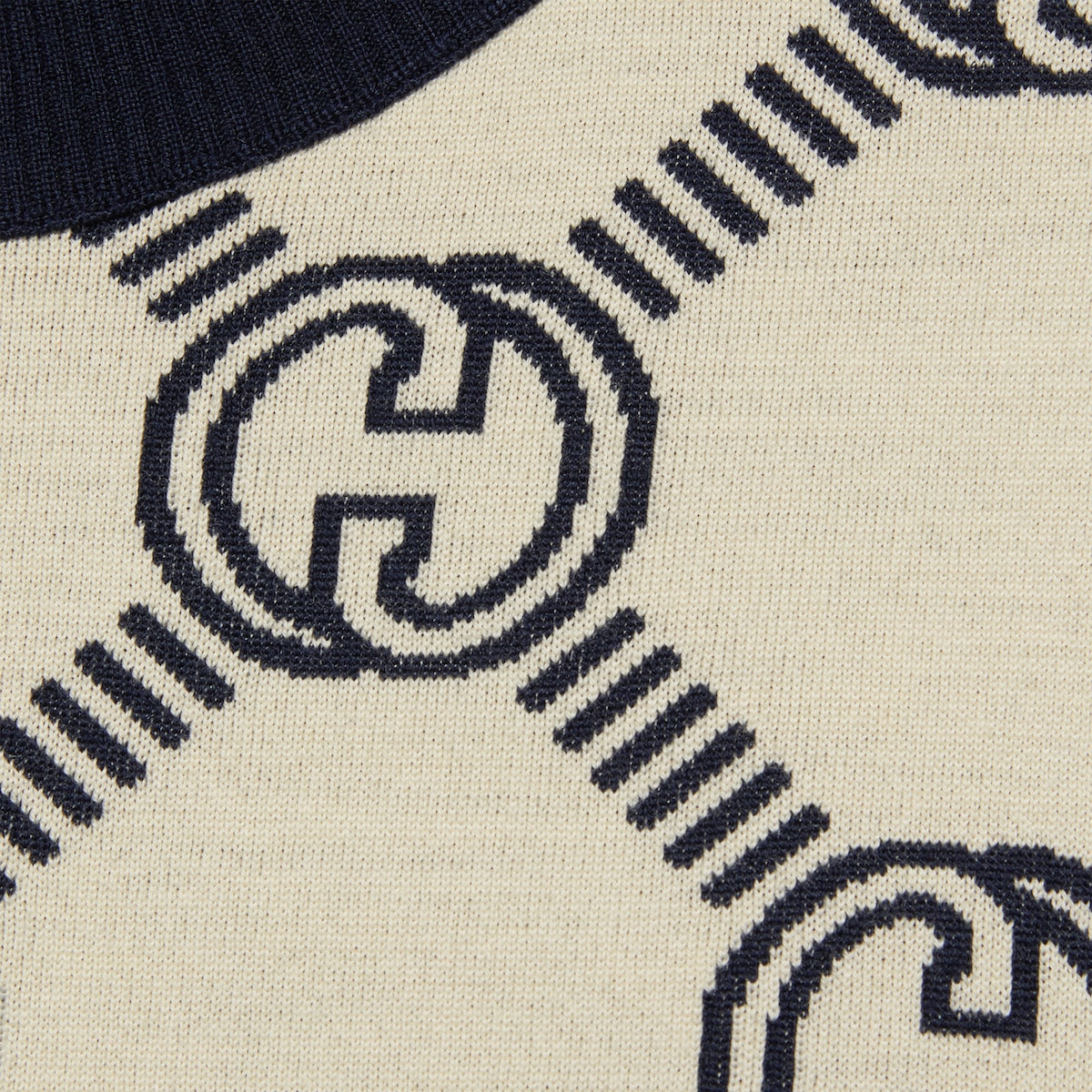 Reversible GG wool jacquard top in blue and ivory | GUCCI® US