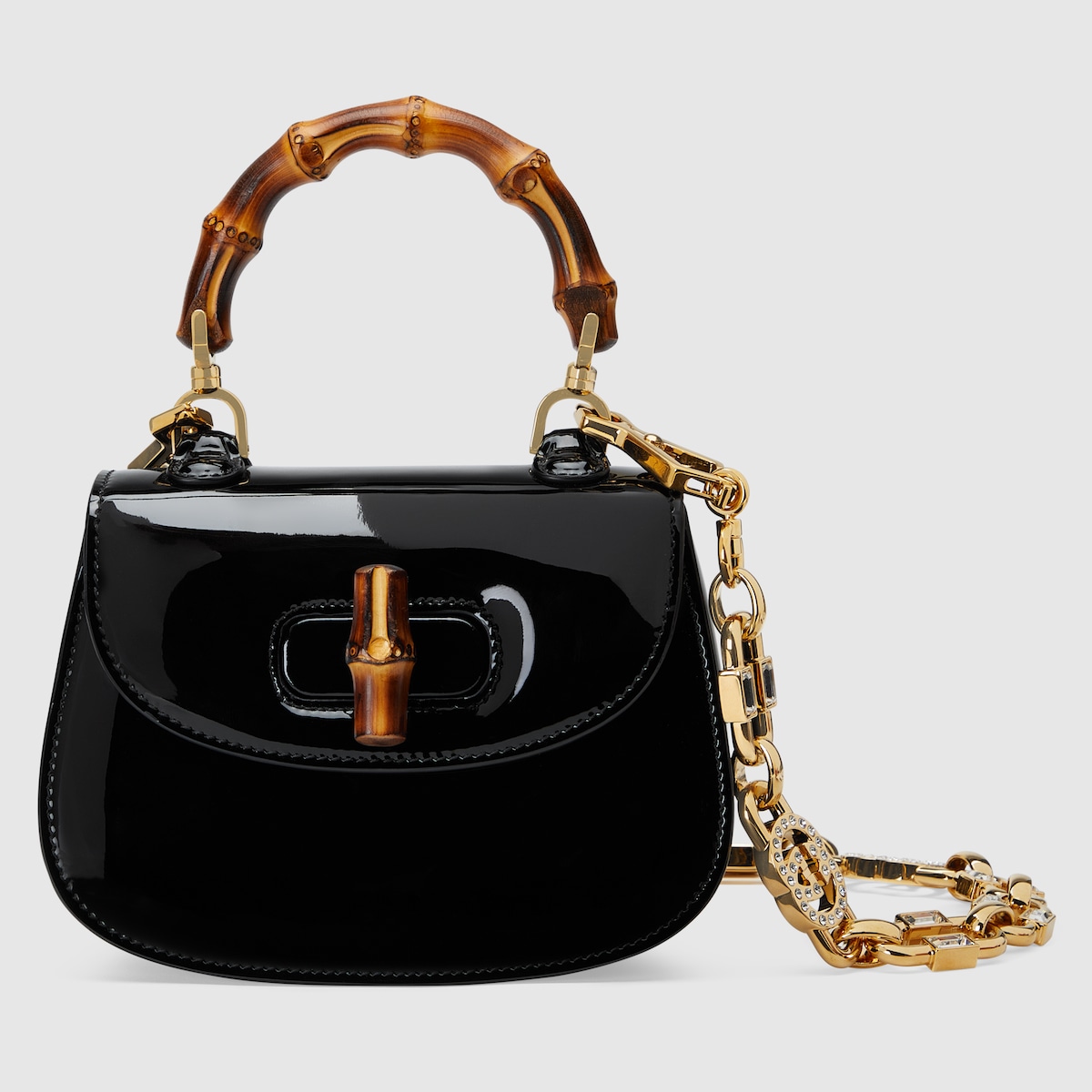 Gucci Bamboo 1947 mini bag in black patent leather | GUCCI® CA