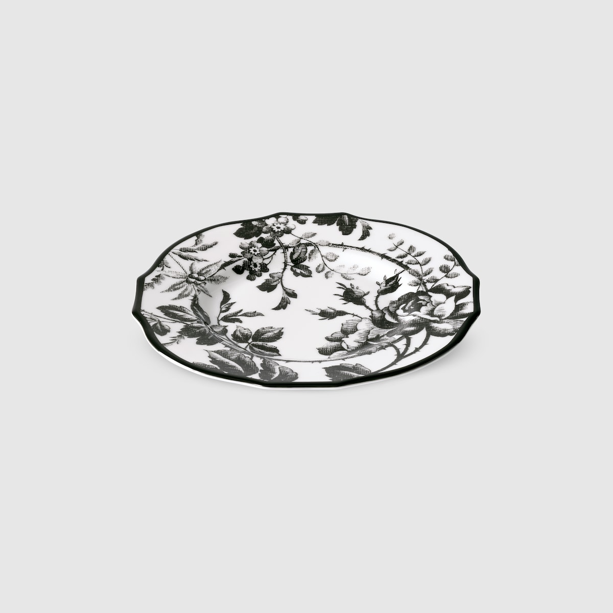 Herbarium accent plate, set of two in black and white porcelain | GUCCI® US