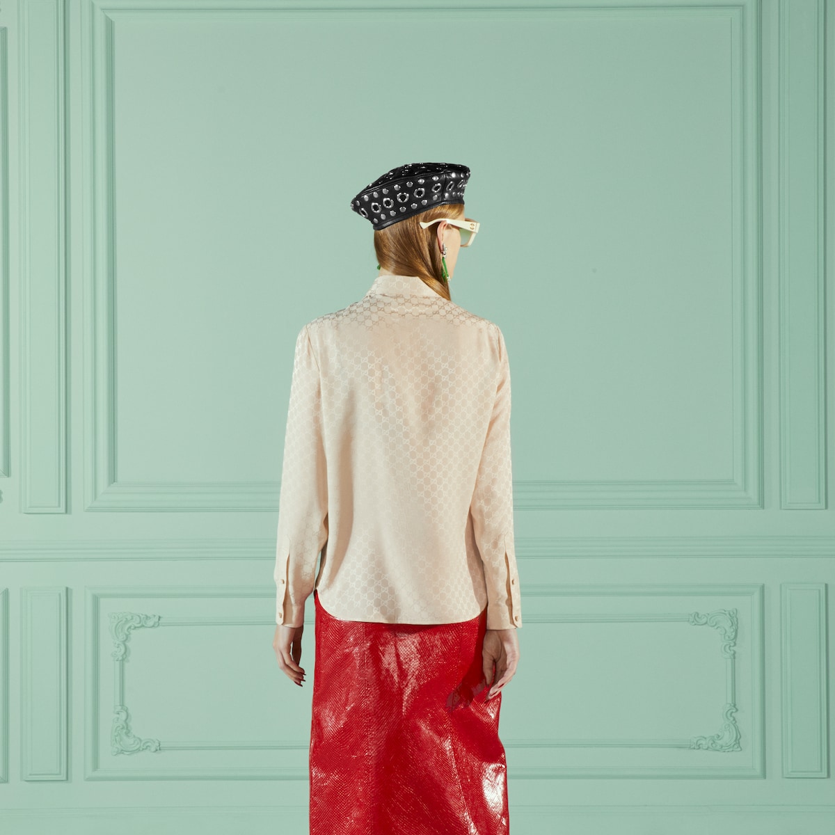 GG silk crepe shirt in ivory | GUCCI® US