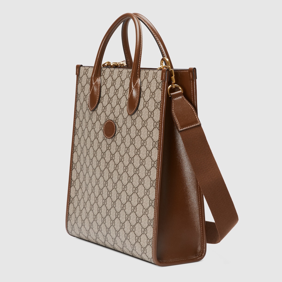 Small tote bag with Interlocking G in beige and ebony Supreme | GUCCI ...