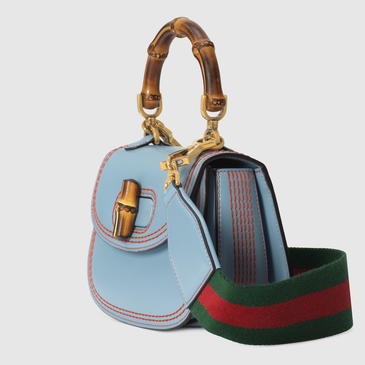 Gucci Bamboo 1947 mini top handle bag in blue leather | GUCCI® AE